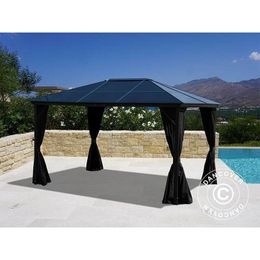 Dancover Pavillon Santa Barbara mit Vorhängen und Moskitonetz, 3x4m, Schwarz - Schwarz