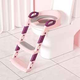 Toilettentrainer Lerntöpfchen mit Treppe Justierbarer für Kinder Töpfchen Toilettensitz Rutschfest Töpfchentrainer rosa - Sakura rosa - VINGO