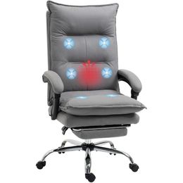 Vinsetto Bürostuhl mit Massagefunktion, Heizfunktion, Fernbedienung, ausfahrbare Fußstütze, neigbar, grau - Grau