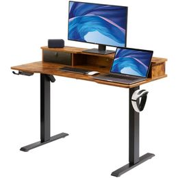 Vevor - Schreibtisch Höhenverstellbar Elektrisch, 120 x 60 cm Stehschreibtisch, 0,72-1,1 m Einstellbar Memory-Steuerung, Doppellagig Großer