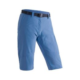 Maier Sports Caprihose Kluane Damen Shorts, kurze Wanderhose, Outdoorhose mit 2 Taschen, Regular Fit, blau