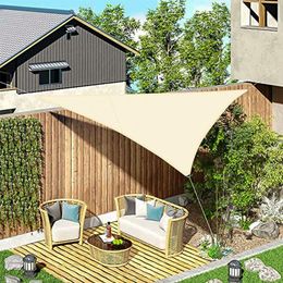 Dreieckiges Sonnensegel 5 x 5 x 7,1 m, wasserdichtes Sonnensegel, UV-Schutz für Terrasse, Garten, Terrasse, Außenbereich, Balkon, helles Khaki