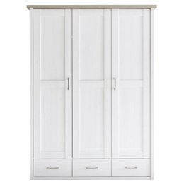 Kleiderschrank Pinie weiß - Trüffel 148 cm 3-türig - luca Die Möbelfundgrube