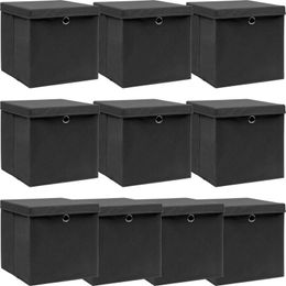 Aufbewahrungsboxen mit Deckeln 10 Stk. Schwarz - Schwarz - Prolenta Premium