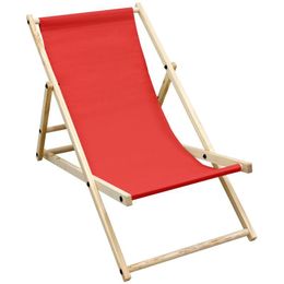 ECD Germany - Liegestuhl aus Holz, 3 Liegepositionen, Rot, bis 120 kg