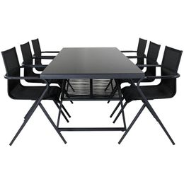 ebuy24 Dallas Gartenset Tisch 90x193cm und 6 Stühle Alina schwarz.