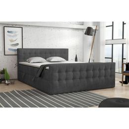 Boxspringbett Schlafzimmerbett anker 200x200cm Stoff Perfect Harmony Dunkelgrau