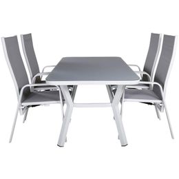 ebuy24 Virya Gartenset Tisch 90x160cm und 4 Stühle Copacabana weiß, grau.