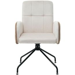 Dolinhome - 1 Stück Samt-Esszimmerstuhl, Sessel, Lounge-Sessel mit quadratischem Gestell, Beige, 57 x 49 x 87 cm