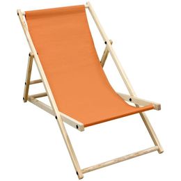 ECD Germany - Liegestuhl aus Holz, 3 Liegepositionen, Orange, bis 120 kg