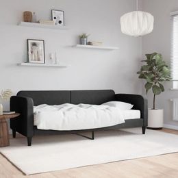 Tagesbett mit Matratze Schwarz 80x200 cm Stoff - Schwarz - Prolenta Premium