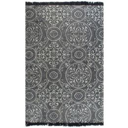 Prolenta Premium Kelim-Teppich Baumwolle 120x180 cm mit Muster - Grau