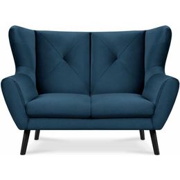 Konsimo - miro Kleines elegantes zweisitziges Sofa für das Wohnzimmer, Marineblau