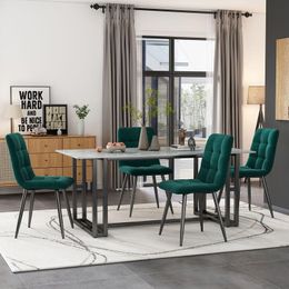 Polsterstuhl 4er Set mit Rücklehne, Küchenstuhl gepolstert mit Metallbeinen (4 St),ergomischer Stuhl, Esszimmerstühle mit Samtbezug,Grün - Merax