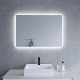 Badspiegel Wandspiegel mit led Licht 100x70cm boras Typ b Touch Sensor Dimmbar Antibeschlag Kaltweiß 6400K Aquabatos