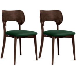 Esszimmerstühle lyco 2 St Gestell aus Massivholz, Olive, Stoff/Holz, Scandinavian, 47x80,5x45 cm - Konsimo
