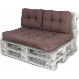 Palettenkissen Palettenauflagen Sitzkissen Rückenlehne Kissen Palette Polster Sofa Couch Set Braun - Sitzfläche + 2x Seitenkissen