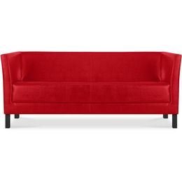 Especto Modernes Sofa 3 Sitzer aus Kunstleder, rot - Konsimo