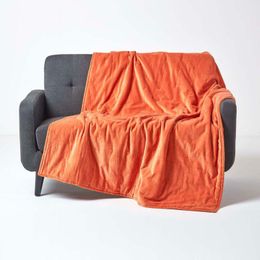 Homescapes - Wattierte Tagesdecke aus Samt, orange, 125 x 150 cm - Orange