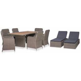 Bonnevie - 9-tlg. Garten-Essgruppe,Gartenmöbel Set Poly Rattan Braun vidaXL