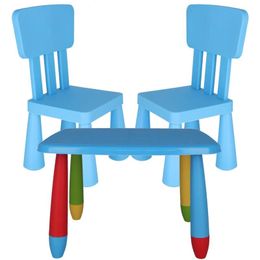 Welhome Rechteckiger Tisch und 2 Kinderstühle aus starkem und widerstandsfähigem Kunststoff - Blau