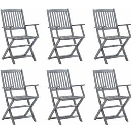 MAISONCHIC Klappbare 6 Stk.Gartenstühle Relax-Sessel,Gartenmöbel Massivholz Akazie -69797 - Grau