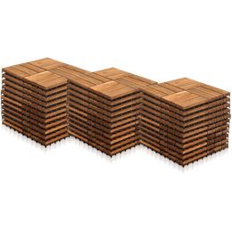 Holzfliesen Akazienholz Terrassenfliesen Klickfliesen 33x 3m² 30x30cm Garten Balkon Mosaik - Swanew