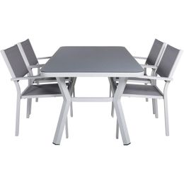 ebuy24 Virya Gartenset Tisch 90x160cm und 4 Stühle Copacabana schwarz, grau, weiß.