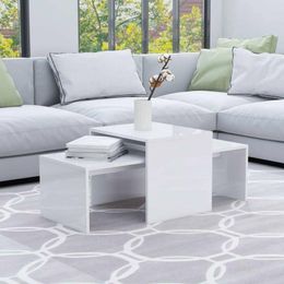 Sweiko - Couchtisch-Set Hochglanz-Weiß 100x48x40 cm Spanplatte FF802918DE