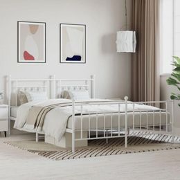 Bettgestell,Schlafzimmerbett mit Kopf- und Fußteil Metall Weiß 160x200 cm vidaXL