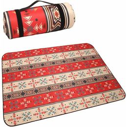 Picknickdecken Outdoor Überwurfdecke Verdicken Camping Faltbare Picknickmatte für Camping Reisen Strand Garten Park (150 150cm,Persisch Rot)