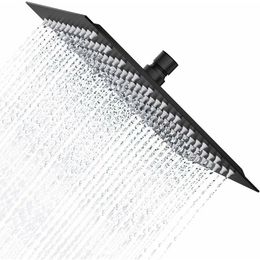 Regenduschkopf, 25 cm quadratischer Duschkopf, schwarzer Hochdruck-Duschkopf aus Edelstahl 304, universelles 1/2-Zoll-Gewinde, 360 ° drehbar, einfach