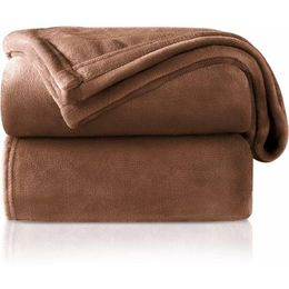 MINKUROW Kuscheldecke, flauschige Fleecedecke, weich und warm für Schlafsofa, Decke als Couchdecke, Wohnzimmerdecke, 200 x 230 cm beige
