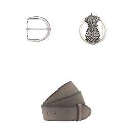 Vanzetti Ledergürtel (Set) mit auswechselbaren Schließen, grau