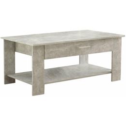 Homeness - Niedriger Tisch mit einer Chip -Holz -Lounge mit 2 Regalen und 1 magischen Objektschublade - Grey
