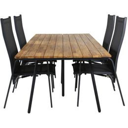 ebuy24 Chan Gartenset Tisch 100x200cm und 4 Stühle Copacabana schwarz, natur.