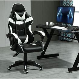 Mcc Direct - mcc Drehbarer Gaming-Stuhl, Kunstleder, Heimbürostuhl, Schreibtischstuhl, mit Kippfunktion, Modell a, Weiß - white