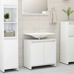 Badezimmerschrank，Badschrank，Aufbewahrungsschrank Hochglanz-Weiß 60x33x61 cm Holzwerkstoff VCWS585594 MAISONCHIC