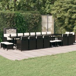 21-tlg. Garten-Essgruppe Gartenmöbel Set Terrassen/Balkon/Outdoor-Essgruppe mit Kissen Schwarz Poly Rattan ETHJ991234 MAISONCHIC