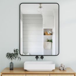Wandspiegel Schwarz Metall 40x60 cm Rechteckig Wand Spiegel Bad für Flur, Wohnzimmer, Bad oder Garderobe