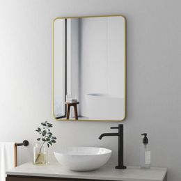 Wandspiegel Gold 40x60 cm Rechteckig Wand Spiegel Bad für Flur, Wohnzimmer, Bad oder Garderobe