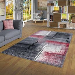 Pergamon - Designer Teppich Brilliant Rot Grau Verlauf - 120x170 cm