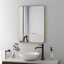 Wandspiegel Gold 50x70 cm Rechteckig Wand Spiegel Bad für Flur, Wohnzimmer, Bad oder Garderobe