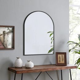 Wandspiegel Schwarz Metall Oval 50x70 cm Rundbogen Spiegel Flur Wand Badspiegel