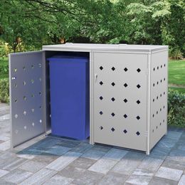 Mülltonnenbox für 2 Tonnen 240 l Edelstahl - Silber - Prolenta Premium