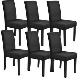 Set mit 6 Stuhlhussen 42–53 cm, dunkelgrau, maschinenwaschbar, Stretch-Stuhlhusse (schwarz) - Minkurow