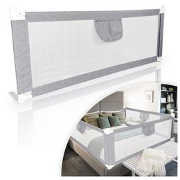 VINGO - Bettgitter Rausfallschutz 180 cm einfache Montage stabile Konstruktion Kleinkinder Schlafzimmerzubehör für Jungen und Mädchen - Grau