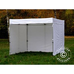 Dancover Faltzelt Faltpavillon Wasserdicht FleXtents® pro Exhibition mit Seitenwänden, 3x3m, weiß, Flammfest - Weiß