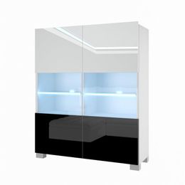 Kommode Sideboard Wohnzimmer Schlafzimmer Schrank Hochschrank mit LED-Leuchten Super-Soft-Touch-System zum sanften Schließen Aller Scharniere