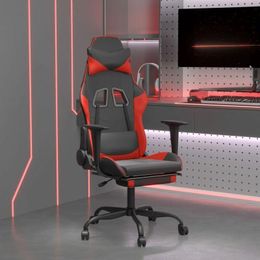 Gaming-Stuhl,Bürostuhl Computerstuhl Ergonomisch,Gaming Chair mit Fußstütze Schwarz und Rot Kunstleder -DE13567 - Schwarz